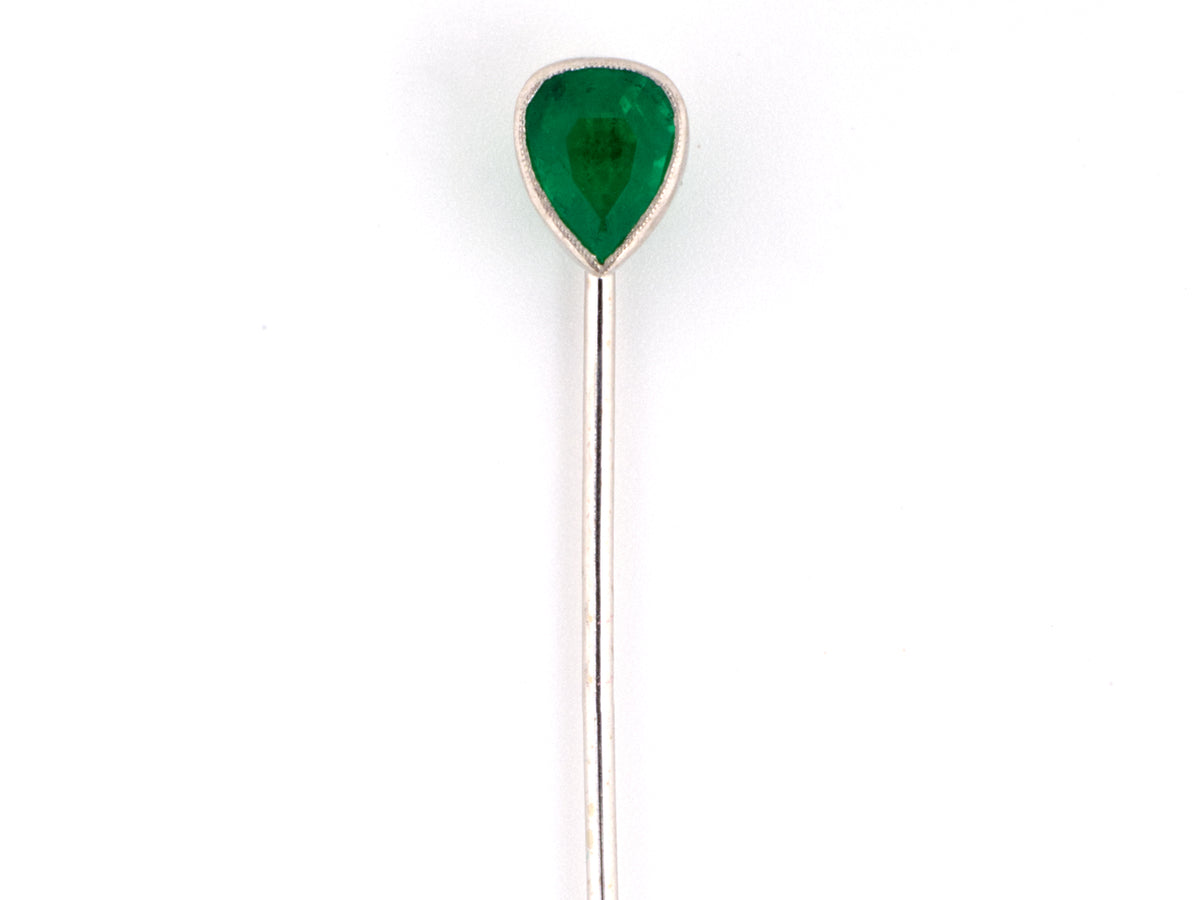 33299 - SOLD - Art Deco Platinum Emerald Stick Pin – Durland Co