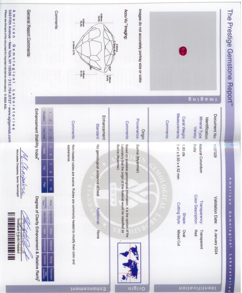 54249 - Platinum Gold Diamond AGL Burma Ruby Earrings – Durland Co