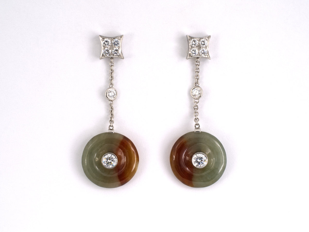 54326 - Platinum Diamond Jadeite Square Dangle Drop Earrings – Durland Co