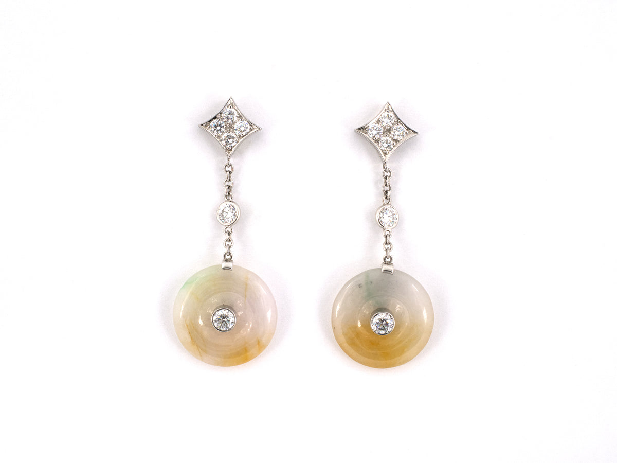 54330 - Platinum Diamond Jadeite Square Dangle Drop Earrings – Durland Co
