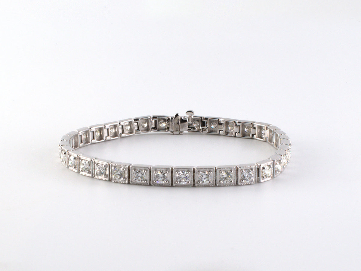 73879 - SOLD - Gold Diamond Block Straight Line Bracelet – Durland Co