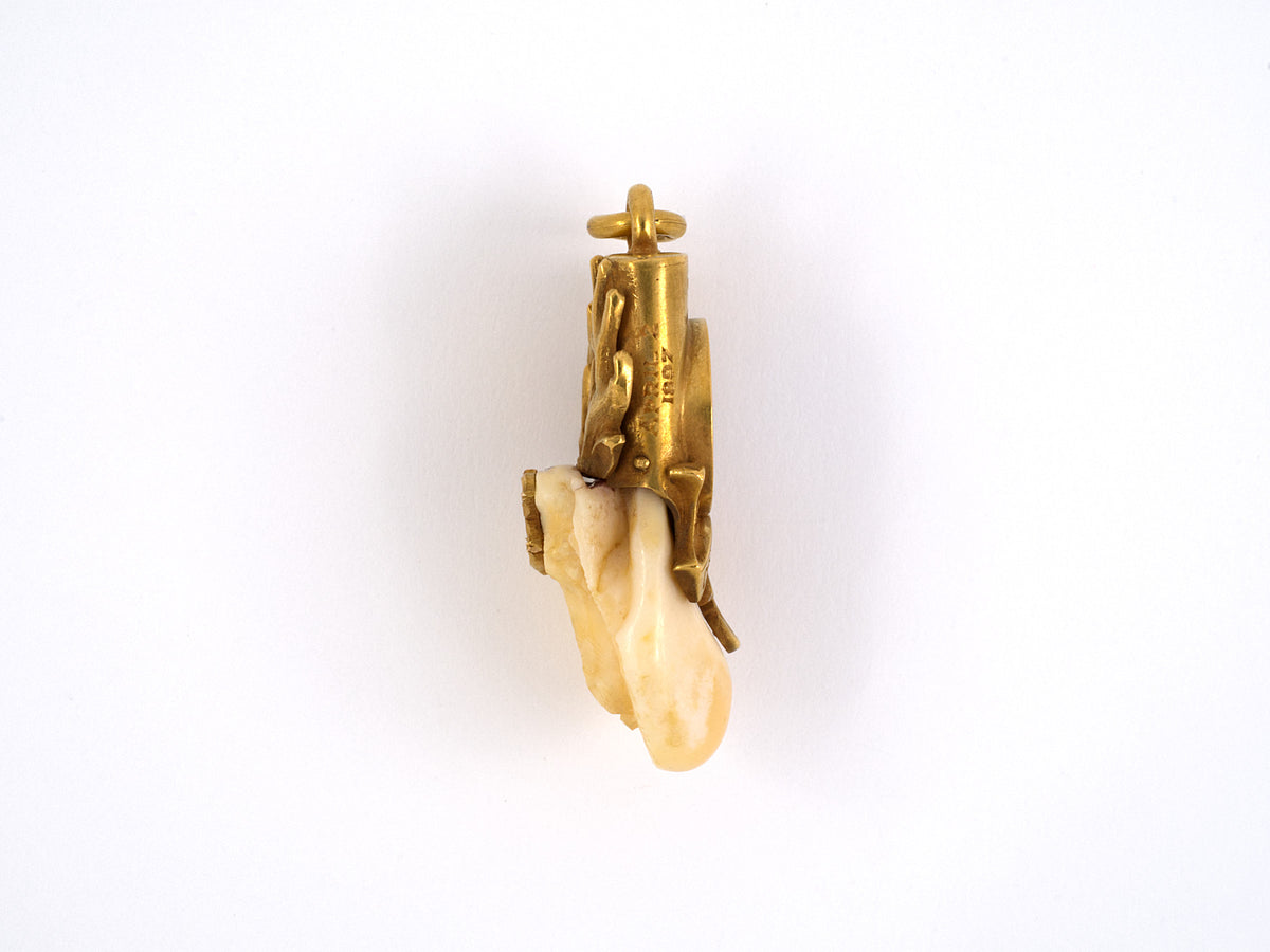 45187 - Circa 1897 Victorian Gold Carved Elk Tooth Enamel BPOE Pendant ...