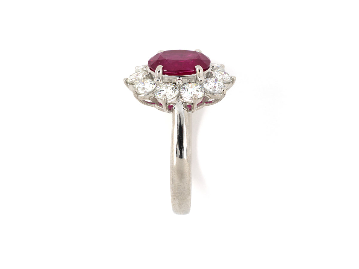 901951 - Platinum AGL Burma Ruby Diamond Cluster Ring – Durland Co
