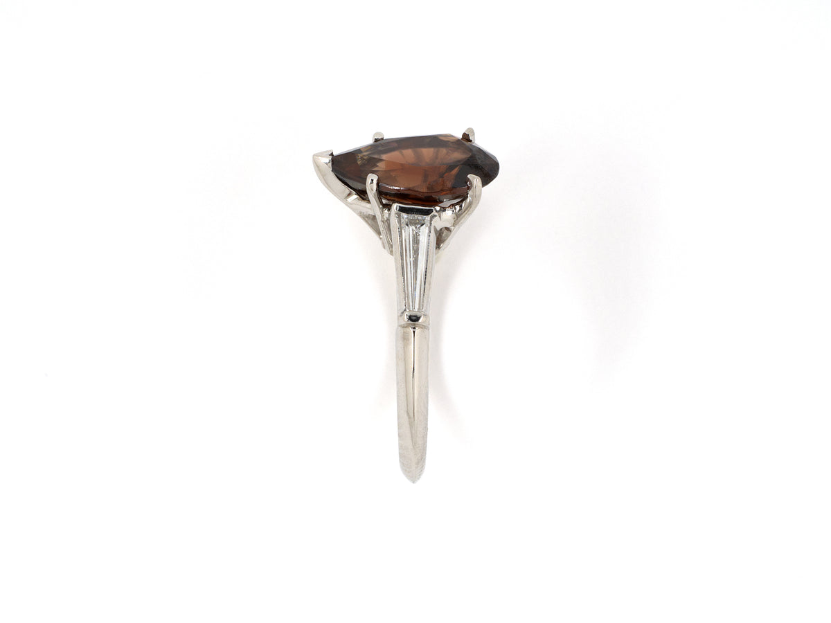 93366 - Platinum Pear Shape Garnet Tapered Baguette Diamond Engagement ...